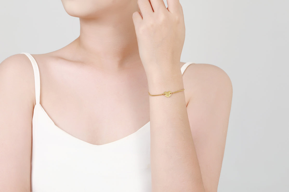 Stainless steel armband met hartje goldplated – Di Lusso